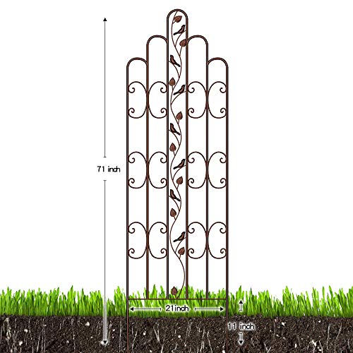 Amagabeli 2 Pack Large Garden Trellis 71β x 21β Heavy Duty Rustproof Brown Iron Plant Trellis for Potted Plant Support Tall Wall Metal Trellis for Rose Vine Vegetable Cucumber