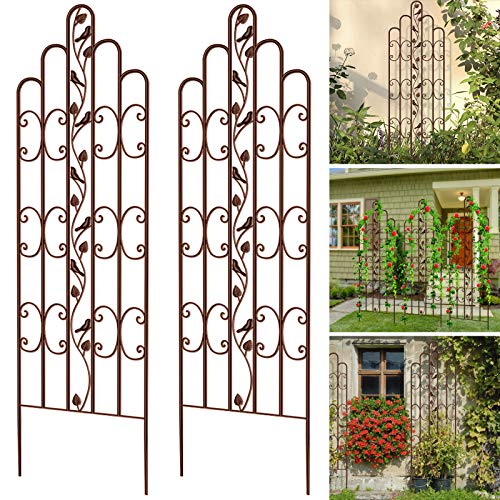 Amagabeli 2 Pack Large Garden Trellis 71β x 21β Heavy Duty Rustproof Brown Iron Plant Trellis for Potted Plant Support Tall Wall Metal Trellis for Rose Vine Vegetable Cucumber