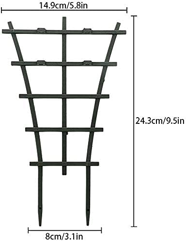 GREENWISH 4pcs 9x3inch Mini Plant Trellis Plastic Garden Plant Support DIY Climbing Trellis Flower Supports Dark Green