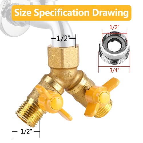 Garden Hose Splitter, G1/2 Inch Faucet Splitter, Washing Machine Water Splitter, Garden Irrigation Tap Adaptor