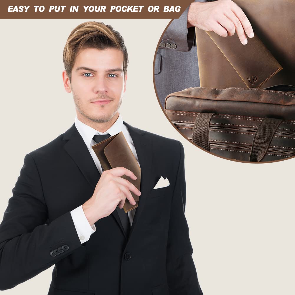 Ringsun Genuine Leather Cash Envelopes for Men, Reusable Budget Envelope Wallet, Retro Clutch Wallet for Men, Cash Wallet for Men,Minimalist Wallet for Men Women, Black