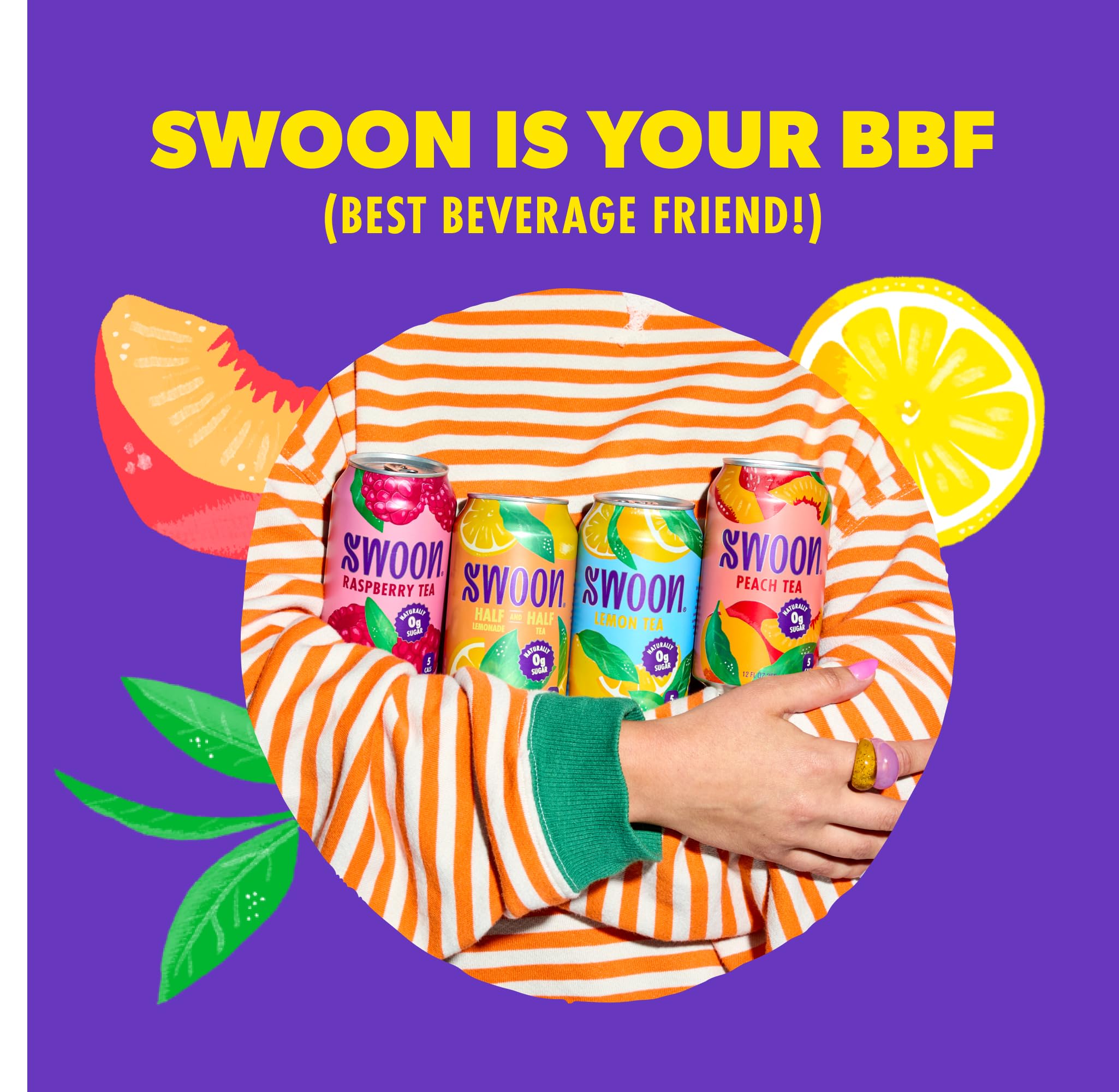 Swoon Peach Tea - Sugar Free Fruit Tea, Low Carb, Paleo-Friendly, Gluten Free Iced Tea - Flavored Tea Keto Drinks Made with Organic Black Tea and Sweetened by Monk Fruit and Stevia (Pack of 12)