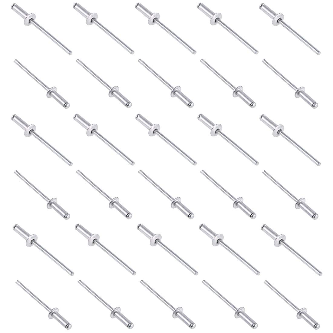 Glarks 200Pcs 1/8" x 3/8" Aluminum Body Steel Mandrel Dome Head Blind Rivets Set for Sheet Metal, Automotive, Railway, and Duct Work