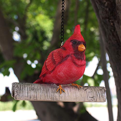 Chambtalie Cardinal Bird Hanging On A Tree Statue Garden Peeker Figurine Yard Art Outdoor Decoration Sculpture