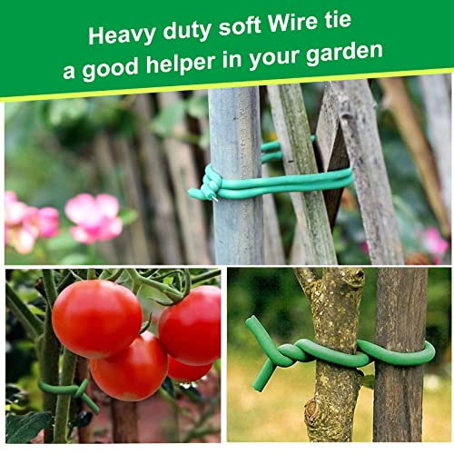 nonoWin Garden Twist Ties Soft Rubber Reusable Wire Plant Support Heavy Duty for Gardening Trees Tomatoes Vines Climbing Plants(2PCS X 32.8feet Total 65.6feet, Green)