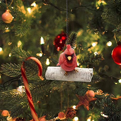 Chambtalie Cardinal Bird Hanging On A Tree Statue Garden Peeker Figurine Yard Art Outdoor Decoration Sculpture