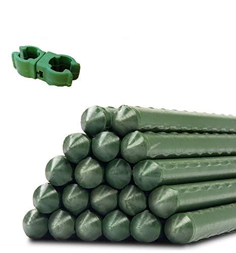 MTB Metal Garden Stakes 71 Inches, Steel Plant Stakes, Pack of 25, with Universal Buckles for DIY