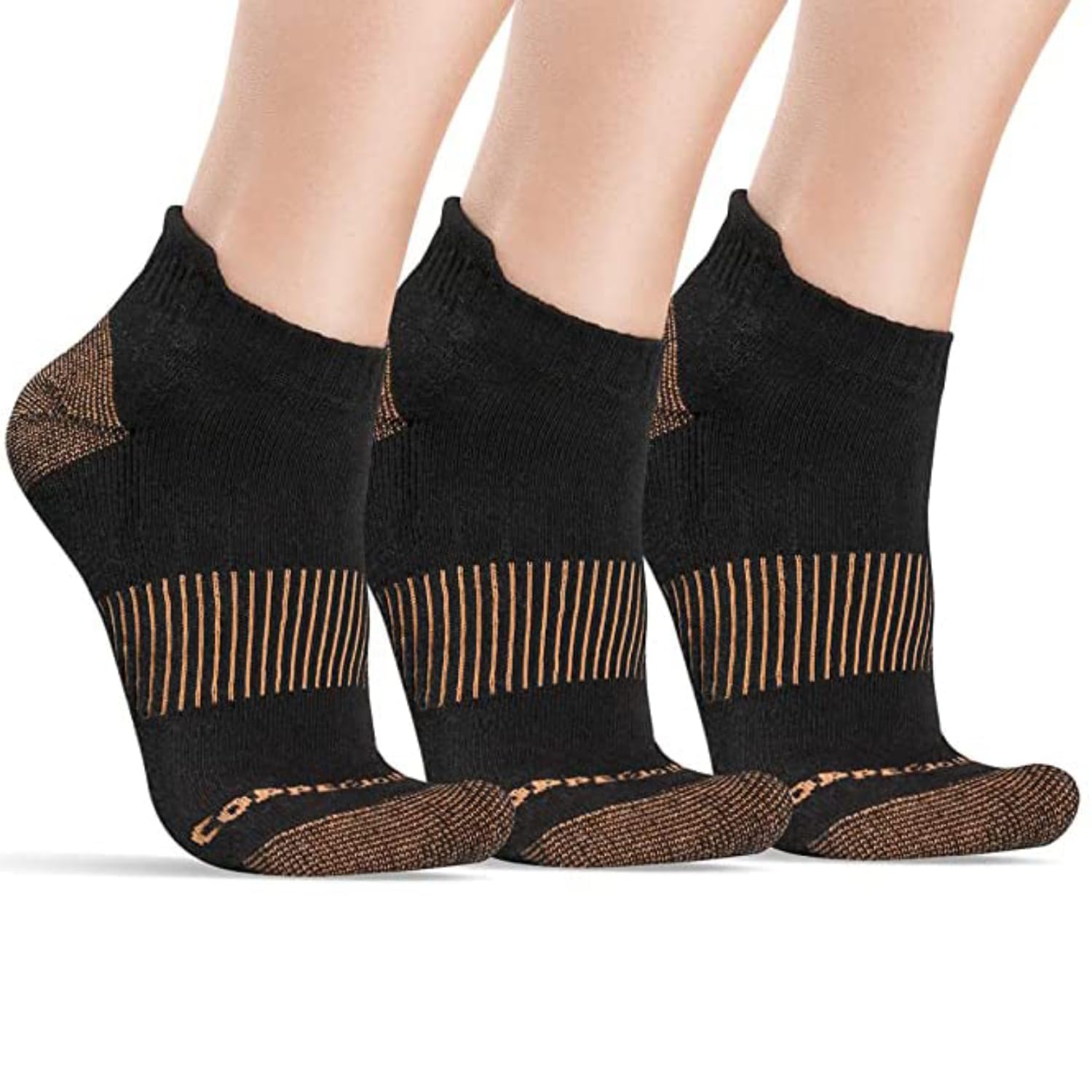 CopperJoint Ankle Compression Socks For Women & Men - Copper Infused Compression Ankle Socks, Low Cut Compression Socks With Arch Support For Women & Men, Black Copper Relief Socks, Small-Medium