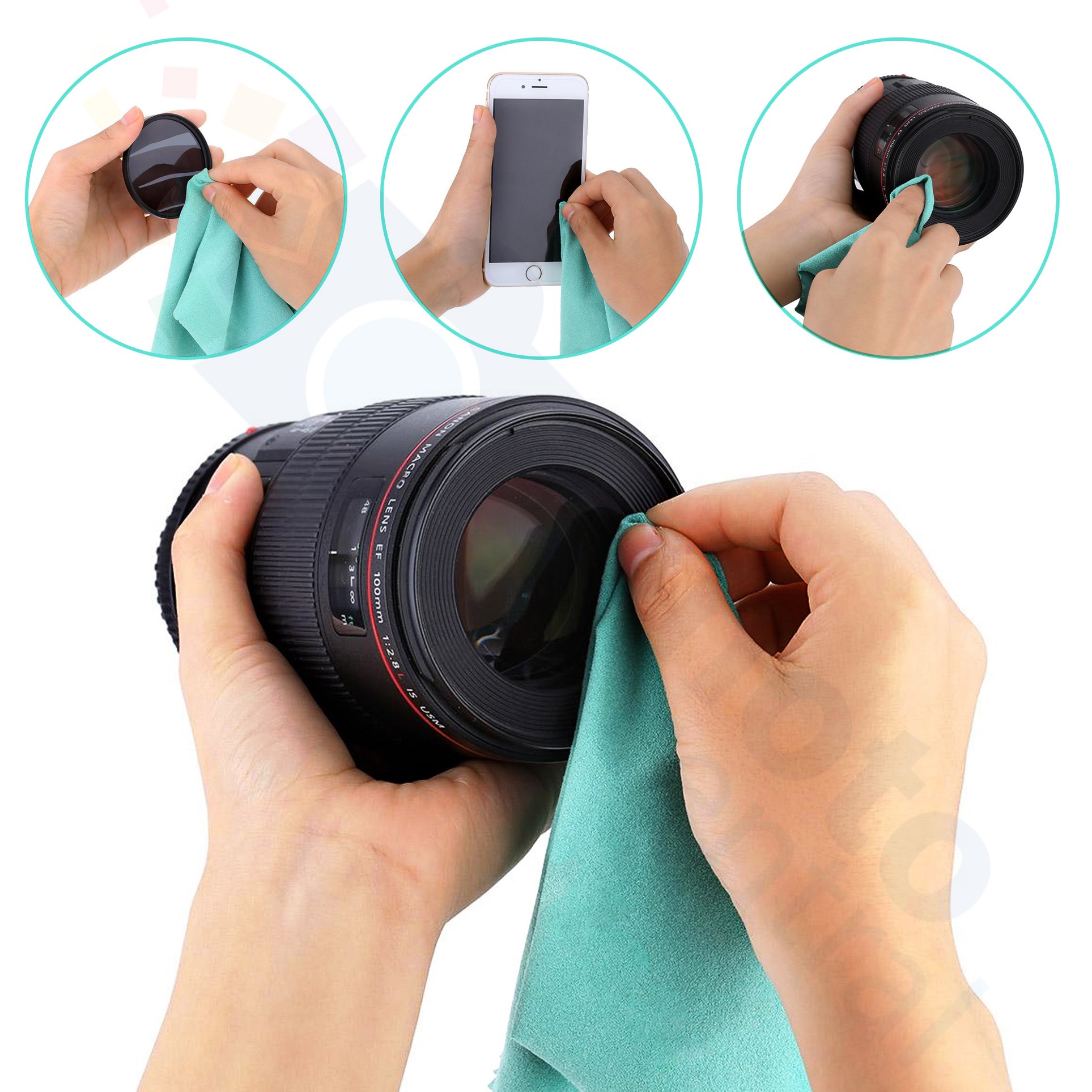 Front Center Pinch Lens Cap Cover Protector + Cap Keeper + Cleaning Cloth for Canon EF-S 18-200mm f/3.5-5.6 is Lens