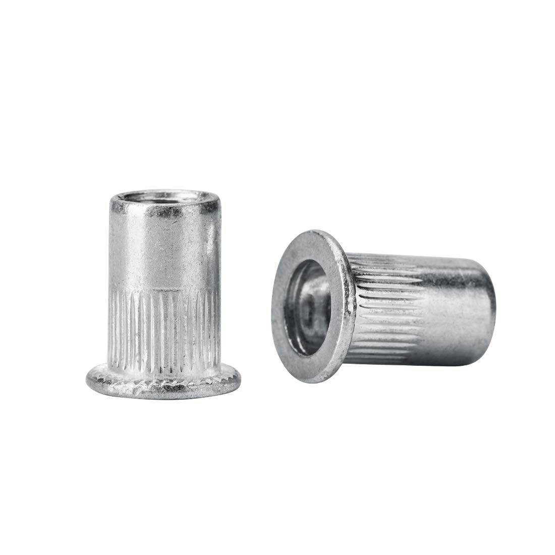 100 Pcs 1/4-20 Aluminum Flange Rivet Nuts, UNC Flat Head Threaded Insert Nut