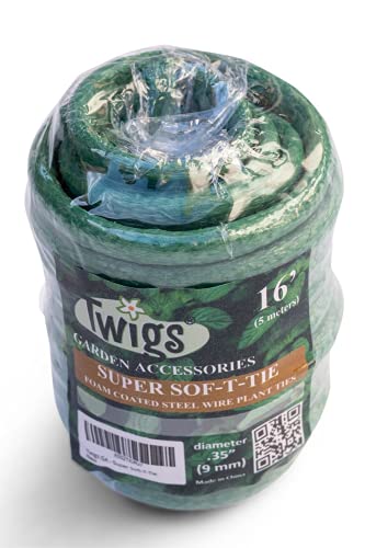 Twigs GA - SUPER Sof-T-Tie. (Single Pack) Soft, Foam Covered Wire for Plant Support. Great Tomato Ties , Grape Ties. Any Fast Growing, Fragile Plant in the Garden Ties.