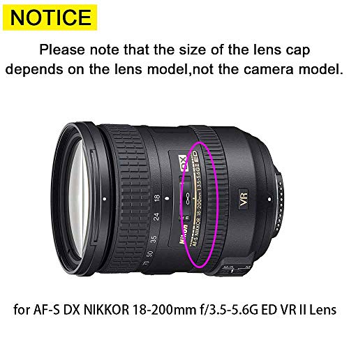 ULBTER 72mm Lens Cap Cover for AF-S 18-200mm f/3.5-5.6G VR II Lens for Nikon D90 D80 D40 D7000 D7100 D7200 D5100 D3100 Camera with Keeper Leash -2 Pack
