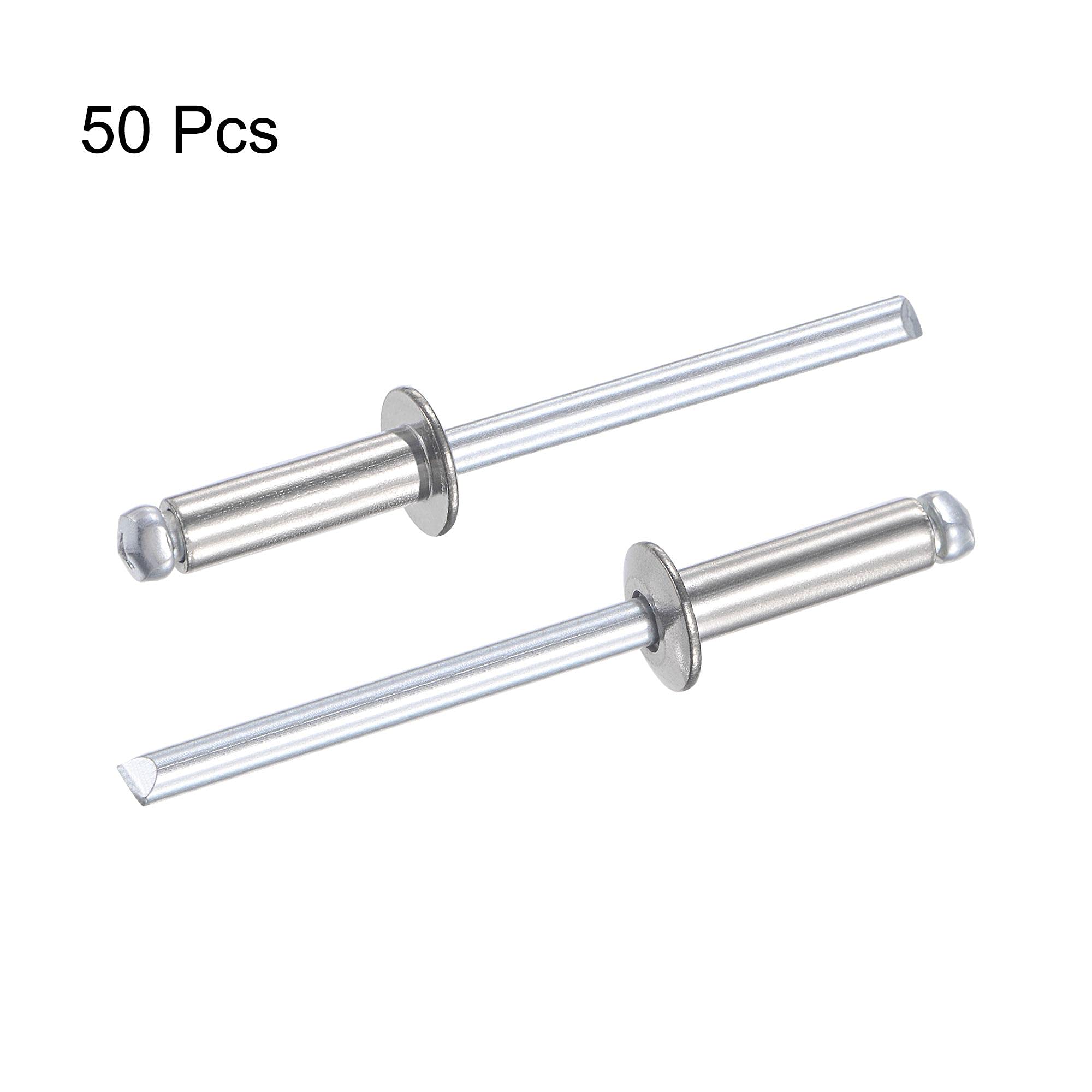 uxcell Blind Rivets 304 Stainless Steel 4mm Diameter 13mm Grip Length Silver 50pcs
