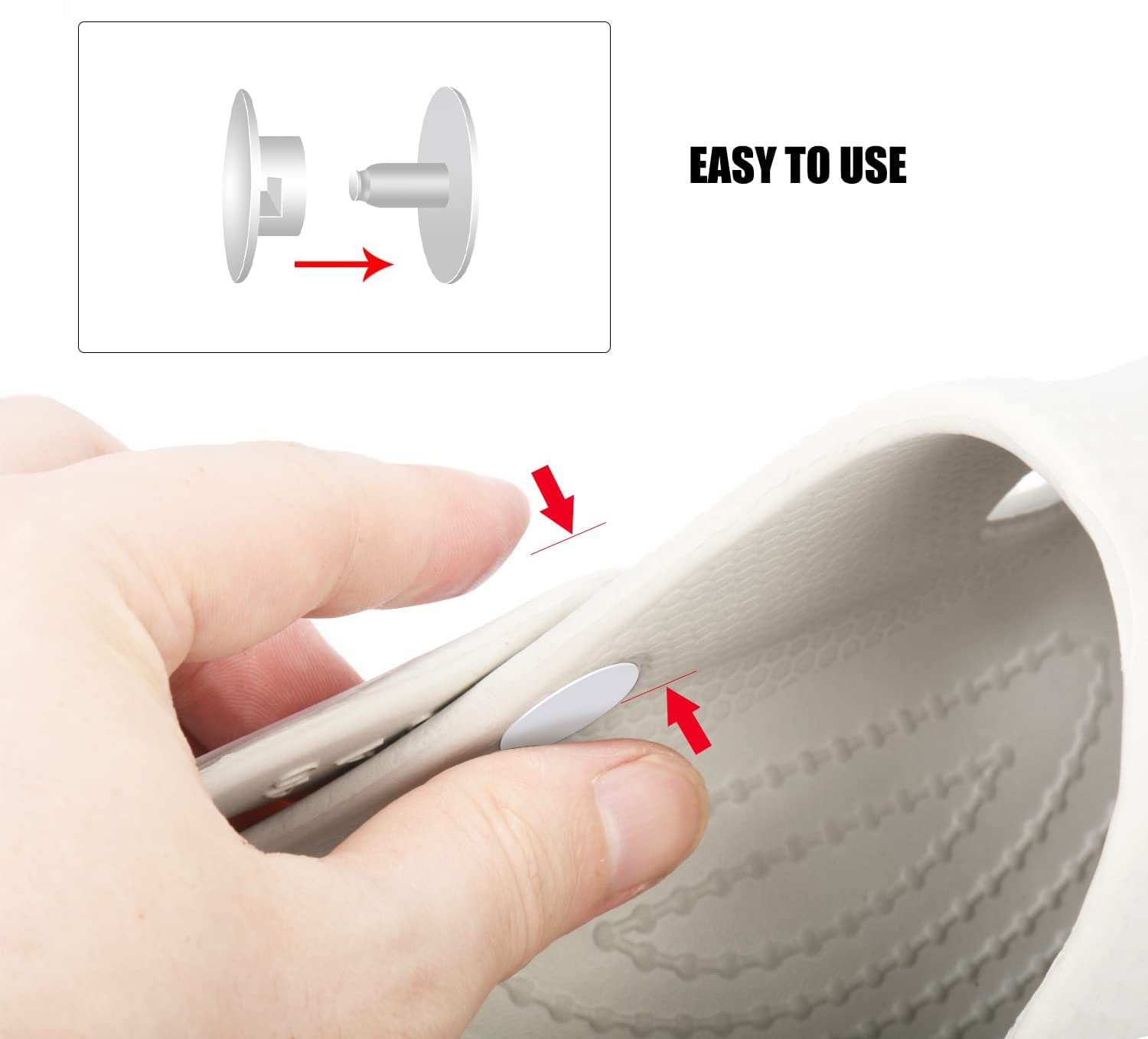 LUAATT Universal Beach Shoes Replacement Rivets,10 Set Repair Plastic Button for Men and Women Summer Shoes Strap (White)