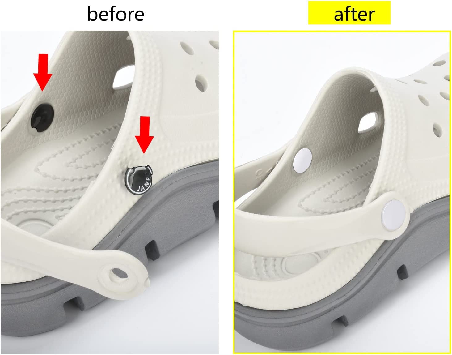 LUAATT Universal Beach Shoes Replacement Rivets,10 Set Repair Plastic Button for Men and Women Summer Shoes Strap (White)