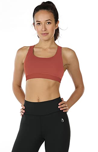 icyzone Women's Workout Yoga Clothes Activewear Racerback Strappy Sports Bras (XL, Copper Brown)