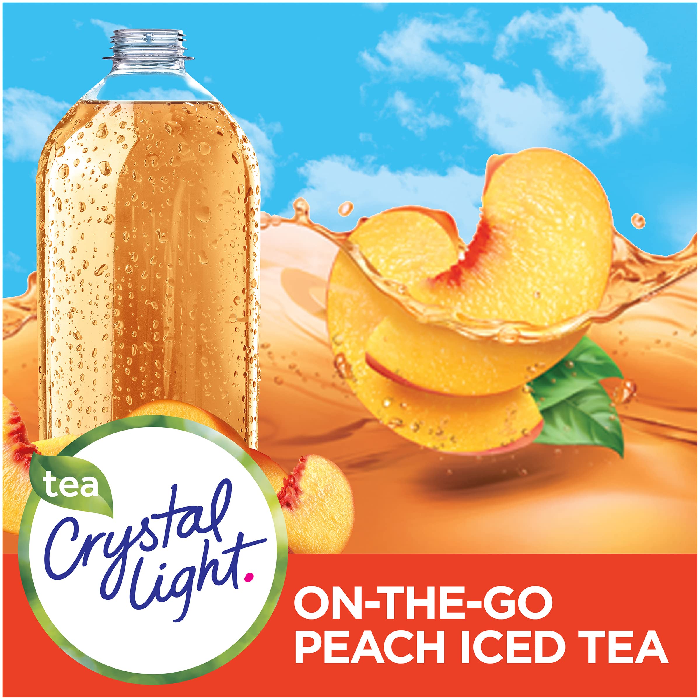 Crystal Light On-the-Go, Peach Iced Tea Drink Mix, 10 CT (Pack of 8)