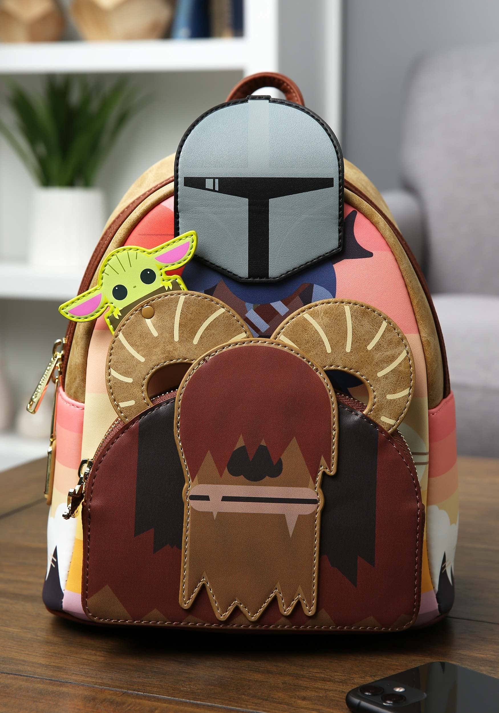 Loungefly Star Wars The Mandalorian Bantha Ride Mando and Baby Yoda Womens Double Strap Shoulder Bag Purse