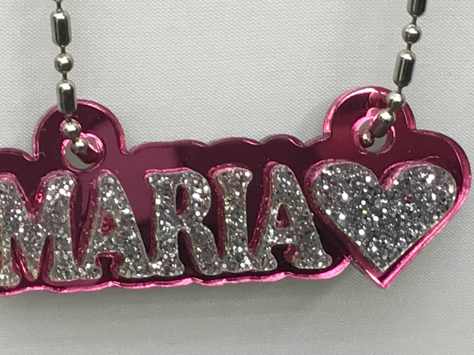MIRROR MANIA Personalized Name Plate Custom Name Necklace Nameplate Name Laser Cut, Diamond Look, Made To Order Any Name - Dazzling and Stunning!