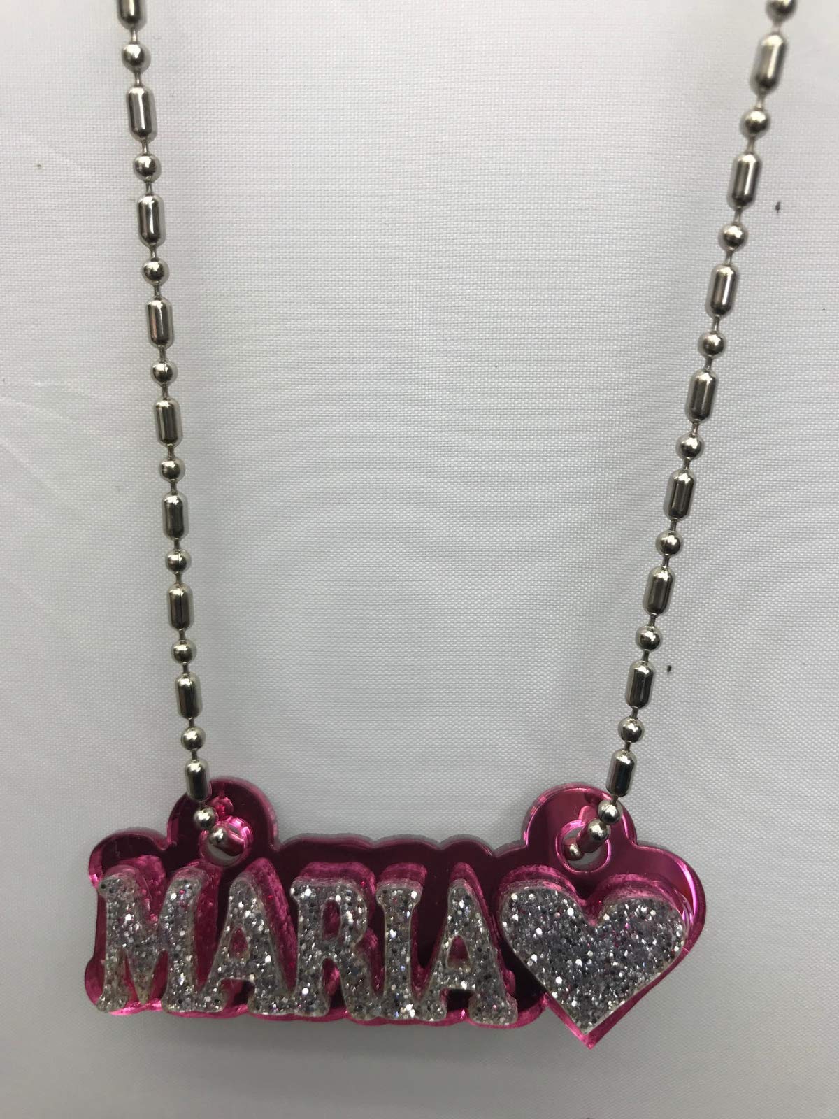 MIRROR MANIA Personalized Name Plate Custom Name Necklace Nameplate Name Laser Cut, Diamond Look, Made To Order Any Name - Dazzling and Stunning!