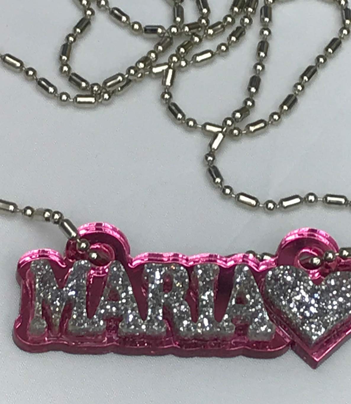 MIRROR MANIA Personalized Name Plate Custom Name Necklace Nameplate Name Laser Cut, Diamond Look, Made To Order Any Name - Dazzling and Stunning!