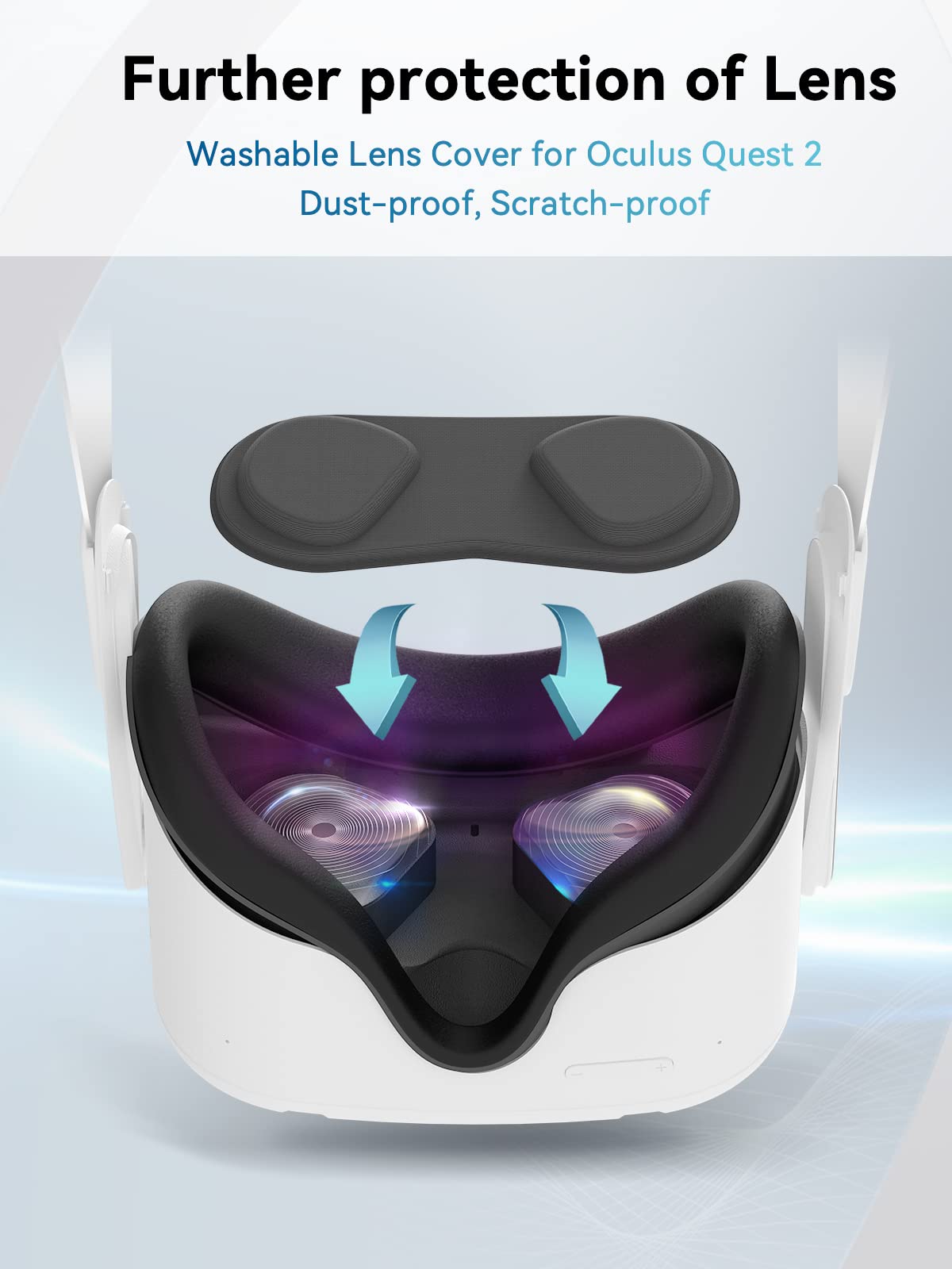 CNBEYOUNG VR Shell and Lens Cover for Quest 2, Front Protective Face Cover Protects Cameras and All Ports, Anti Scratch Dust Shock with Heat Dispersion Design
