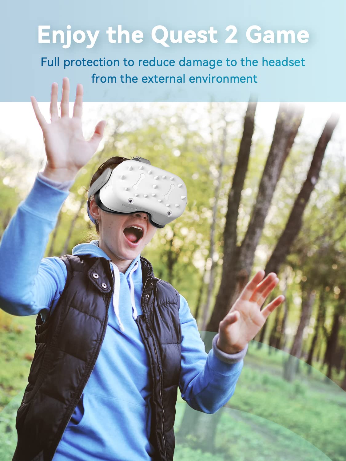 CNBEYOUNG VR Shell and Lens Cover for Quest 2, Front Protective Face Cover Protects Cameras and All Ports, Anti Scratch Dust Shock with Heat Dispersion Design
