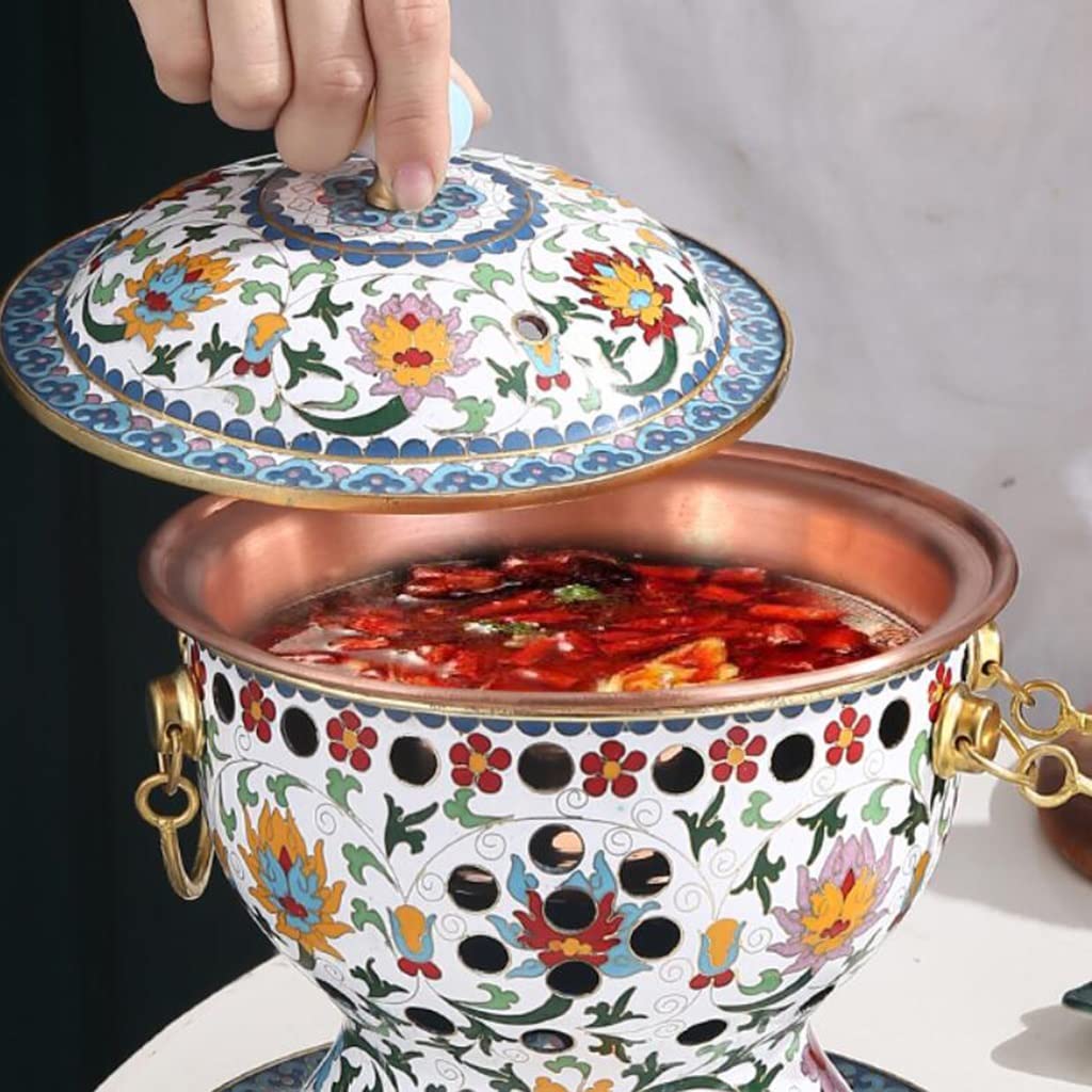 Chafing Dishes Single Person Copper Hot Pot Old Beijing Copper Stove Hot Pot Household Instant Boiled Mutton Pot Commercial Alcohol Meal Hot Pot (Color : A, Size : 19.2 * 23cm)