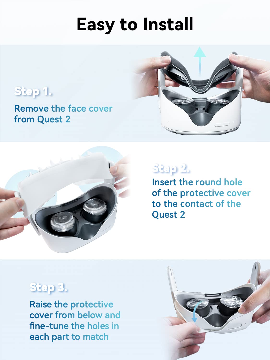 CNBEYOUNG VR Shell and Lens Cover for Quest 2, Front Protective Face Cover Protects Cameras and All Ports, Anti Scratch Dust Shock with Heat Dispersion Design