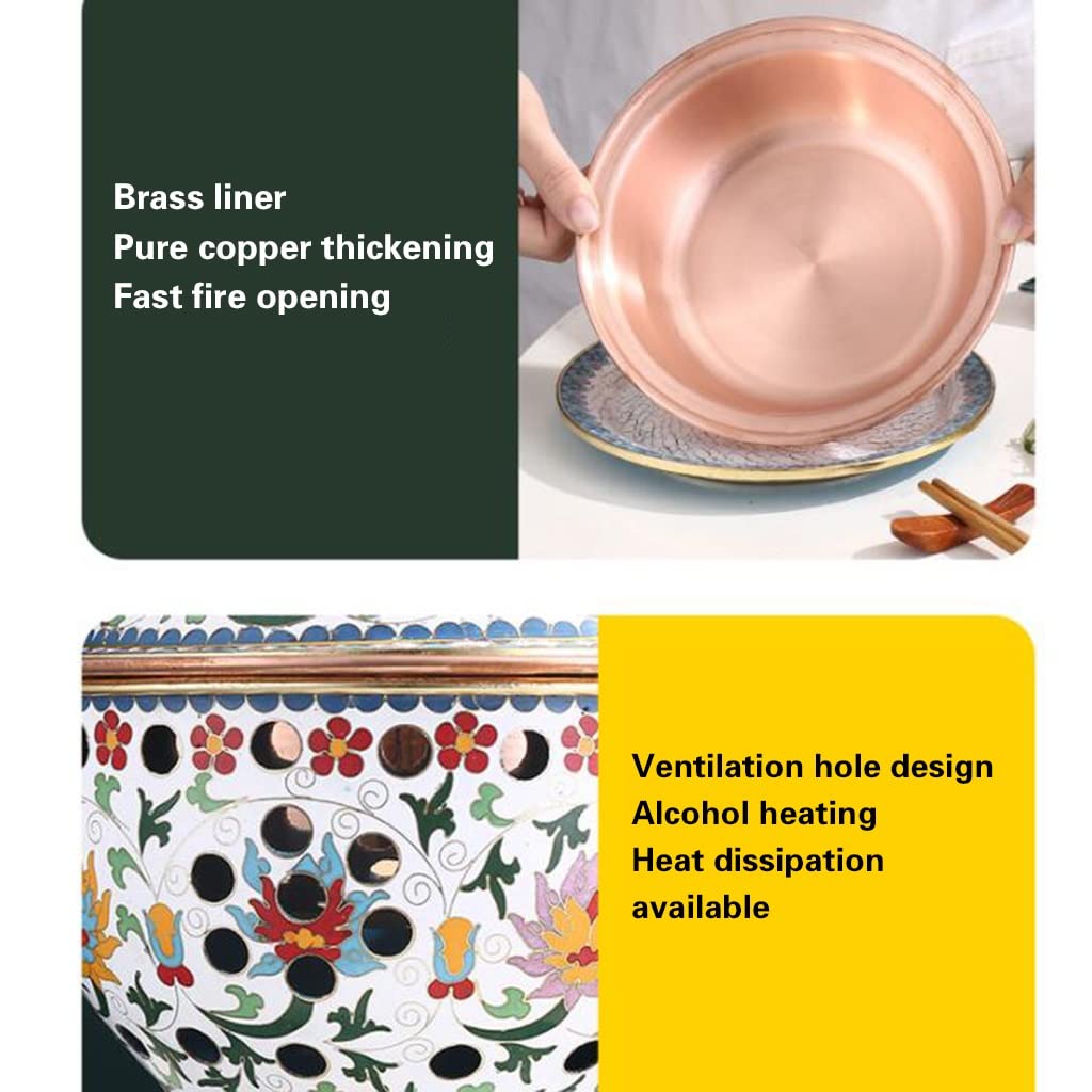 Chafing Dishes Single Person Copper Hot Pot Old Beijing Copper Stove Hot Pot Household Instant Boiled Mutton Pot Commercial Alcohol Meal Hot Pot (Color : A, Size : 19.2 * 23cm)