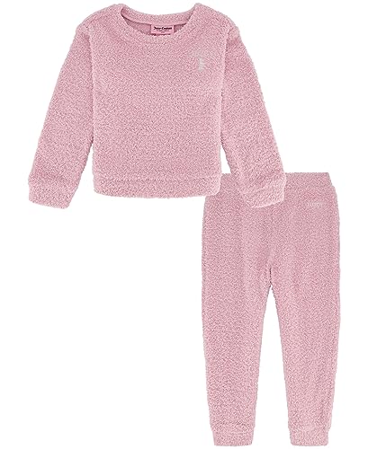 Juicy Couture Girls 2-Piece Boucle Pullover & Pant Set, Everyday Casual Wear, Comfortable & Stylish, Violet Ice