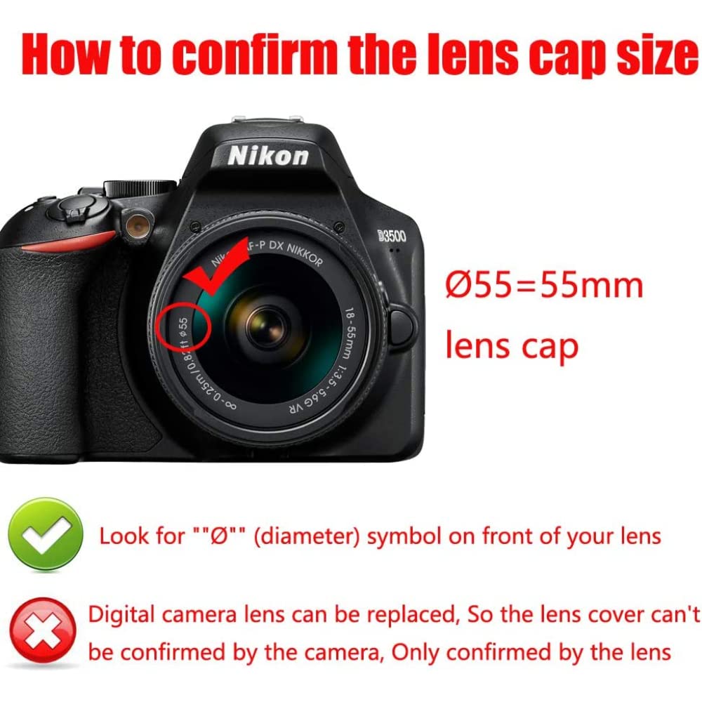 MOSTOS ; Brings Superior® - Lens Cap Front Lens Cap (55mm) - AF-P 18-55mm f/ 3.5-5.6g VR Kit Lens - Replacement LC-55A for Nikon AF-P DX 18-55mm f/3.5-5.6G VR Lens Cap (Choose Size Correctly)