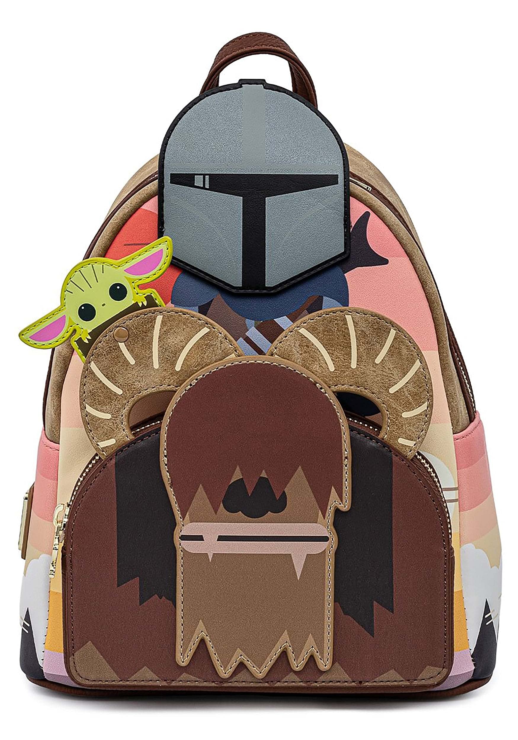 Loungefly Star Wars The Mandalorian Bantha Ride Mando and Baby Yoda Womens Double Strap Shoulder Bag Purse