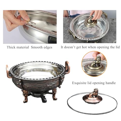 CSUNNY Hot Pot and Food Tomatoes Round Scarab Catering Buffet Server Set Catering Scarab Buffet Warmer for Kitchen Party Buffets,Bronze,Two
