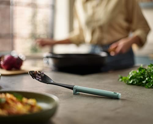 Joseph Joseph Duo Solid Spoon with Integrated Tool Rest Hygienic Design, Heat-Resistant Nylon Head, Ideal for Non-Stick Cookware, Opal