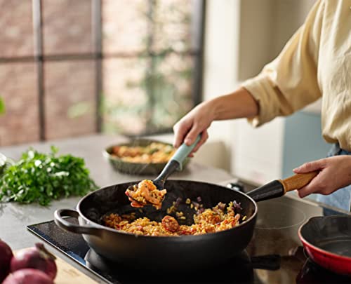 Joseph Joseph Duo Solid Spoon with Integrated Tool Rest Hygienic Design, Heat-Resistant Nylon Head, Ideal for Non-Stick Cookware, Opal