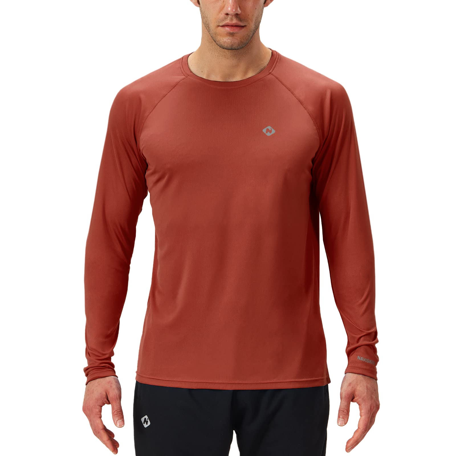 NAVISKIN Men's Sun Protection UPF 50+ UV Outdoor Long Sleeve Shirts Maroon Size XL