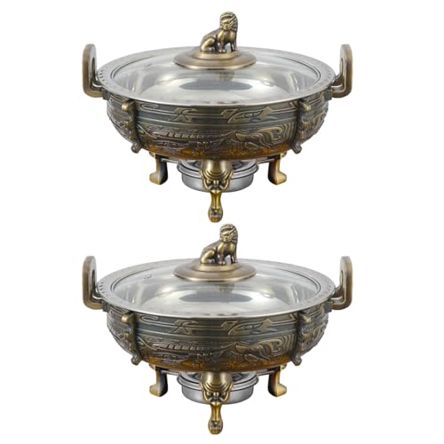 CSUNNY Hot Pot and Food Tomatoes Round Scarab Catering Buffet Server Set Catering Scarab Buffet Warmer for Kitchen Party Buffets,Bronze,Two