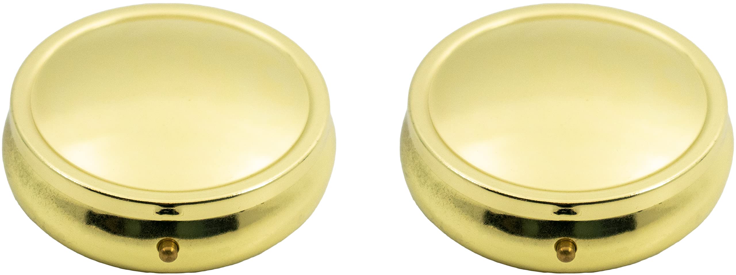 Set of 2 Circular Embossed Triple-Compartment Pocket Purse Pill Box & Organizer (Large Gold Curved)