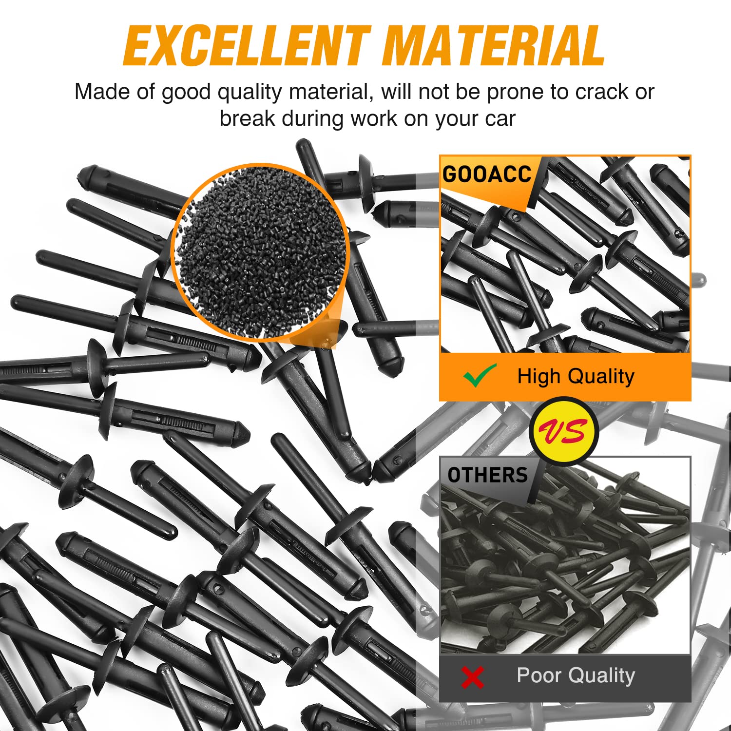 GOOACC 50Pcs 1/4" Hole Nylon Blind Rivets Fender Flare Bumper Door Trim Plastic Rivet Retainer Compatible with Chrysler 6501559, 6506007AA GM 10184895 Ford N803862-S