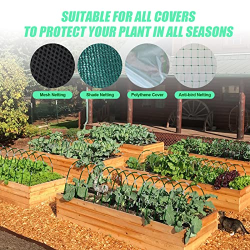 Green Garden Hoops 15 Sets of 6.56 ft Long 75pcs 15.7" with Dia 0.354 in Support Hoops for Garden Stakes,Raised Bed (75)
