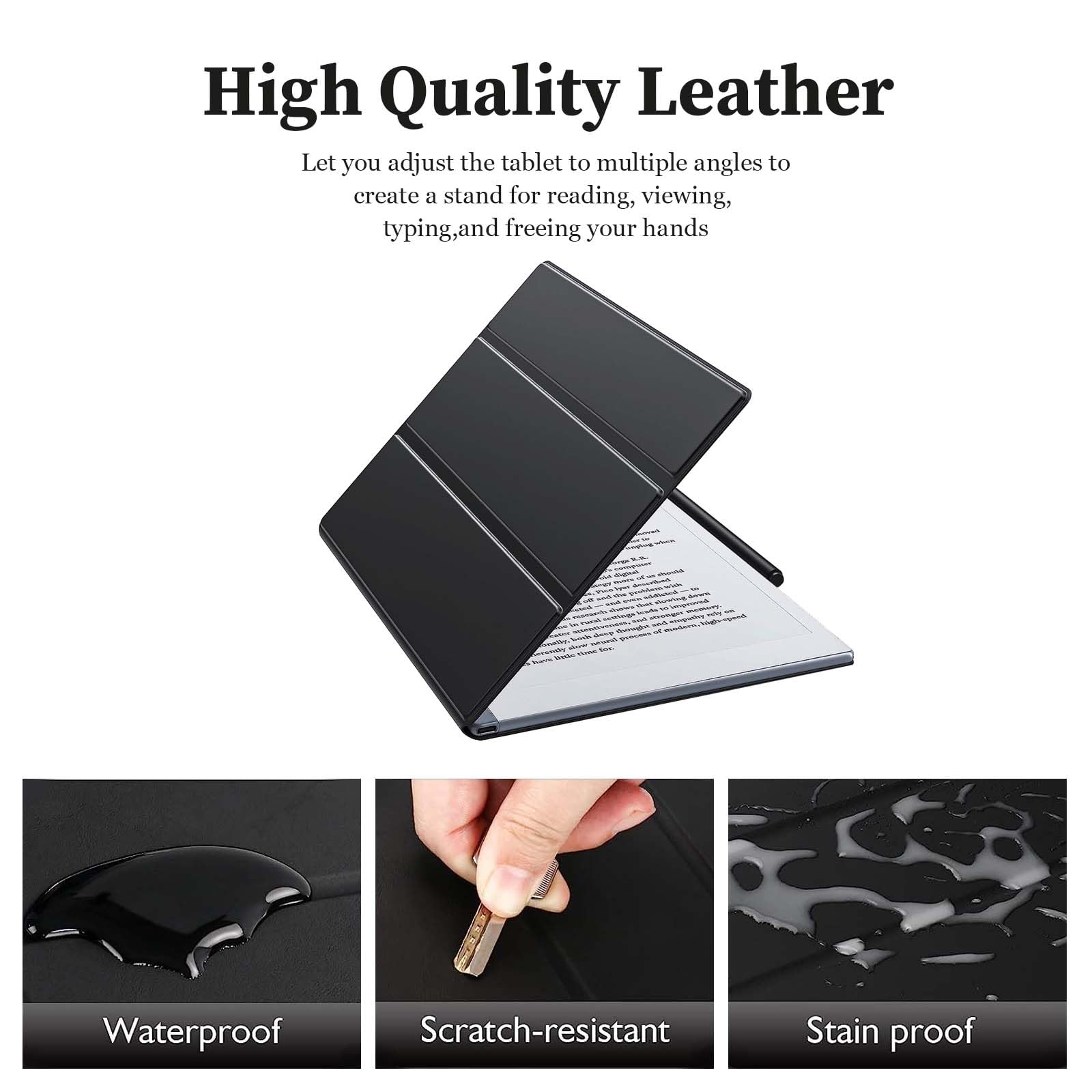Replacement for Remarkable 2 Tablet Case Magnetic Case Cover for Remarkable 2 Digital Paper with Pencil Holder (Black)