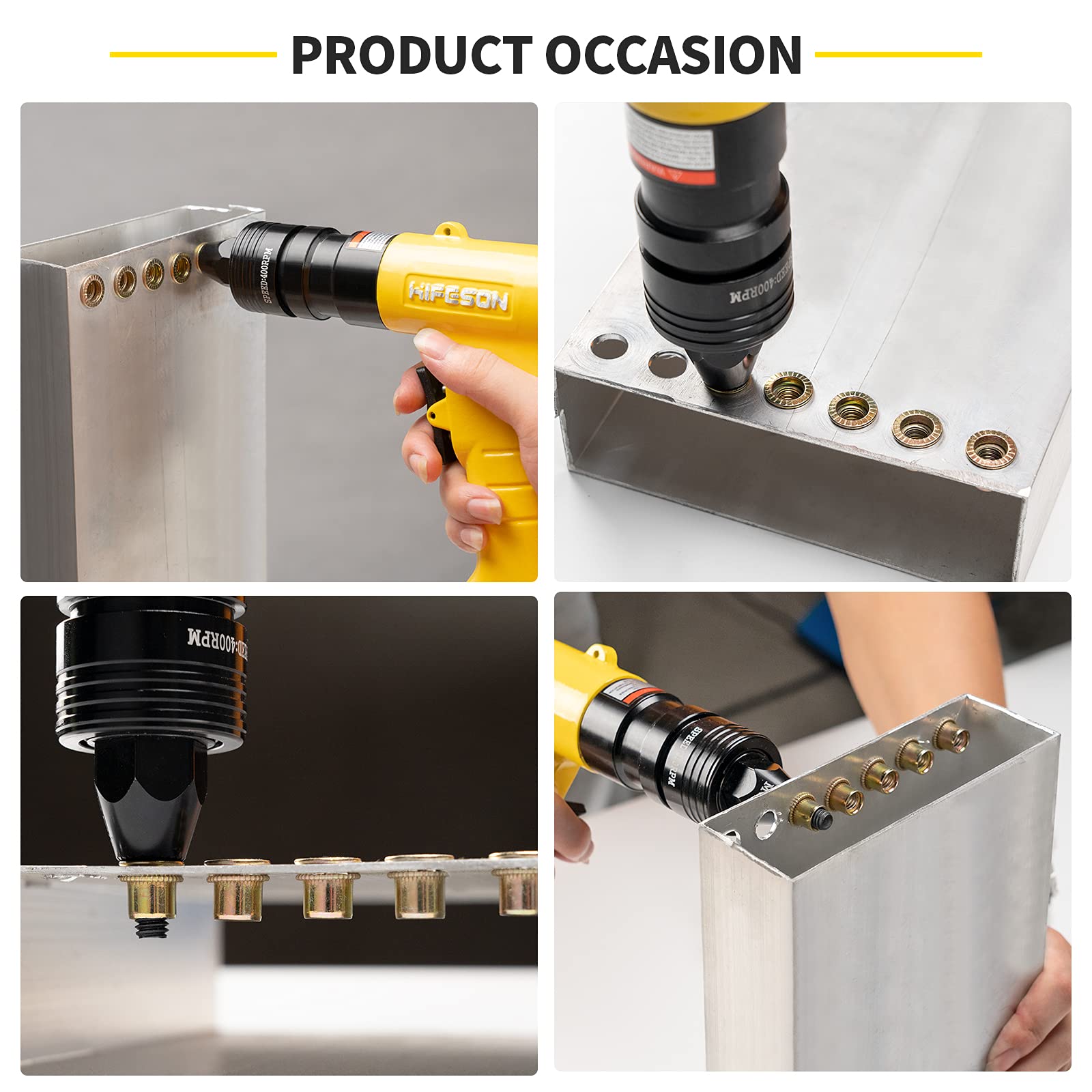 HIFESON Pneumatic Rivet Nut Gun with 1/4 & 5/16 & 3/8 Self-Locking Head Gun,Quick-Change Mandrels,Industrial Grade Adjustable Speed Air Rivnut Gun