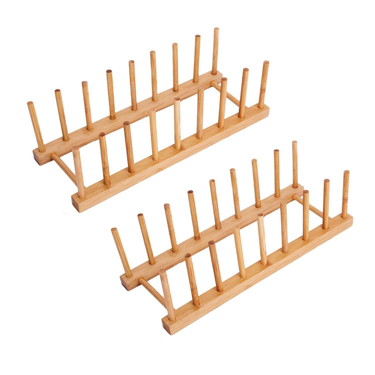 Ahyuan Dish Drying Rack Bamboo Dish Rack Pure Natural Bamboo Wooden Dishes Drainer for Cutting Board Baking Pan Plate Bowl Mug Cup Pot Lid Organizer Rack (2)