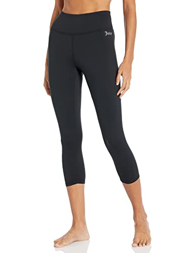 Juicy Couture Women's High Waisted Crop Yoga Tight 22'', Deep Black, X-Large