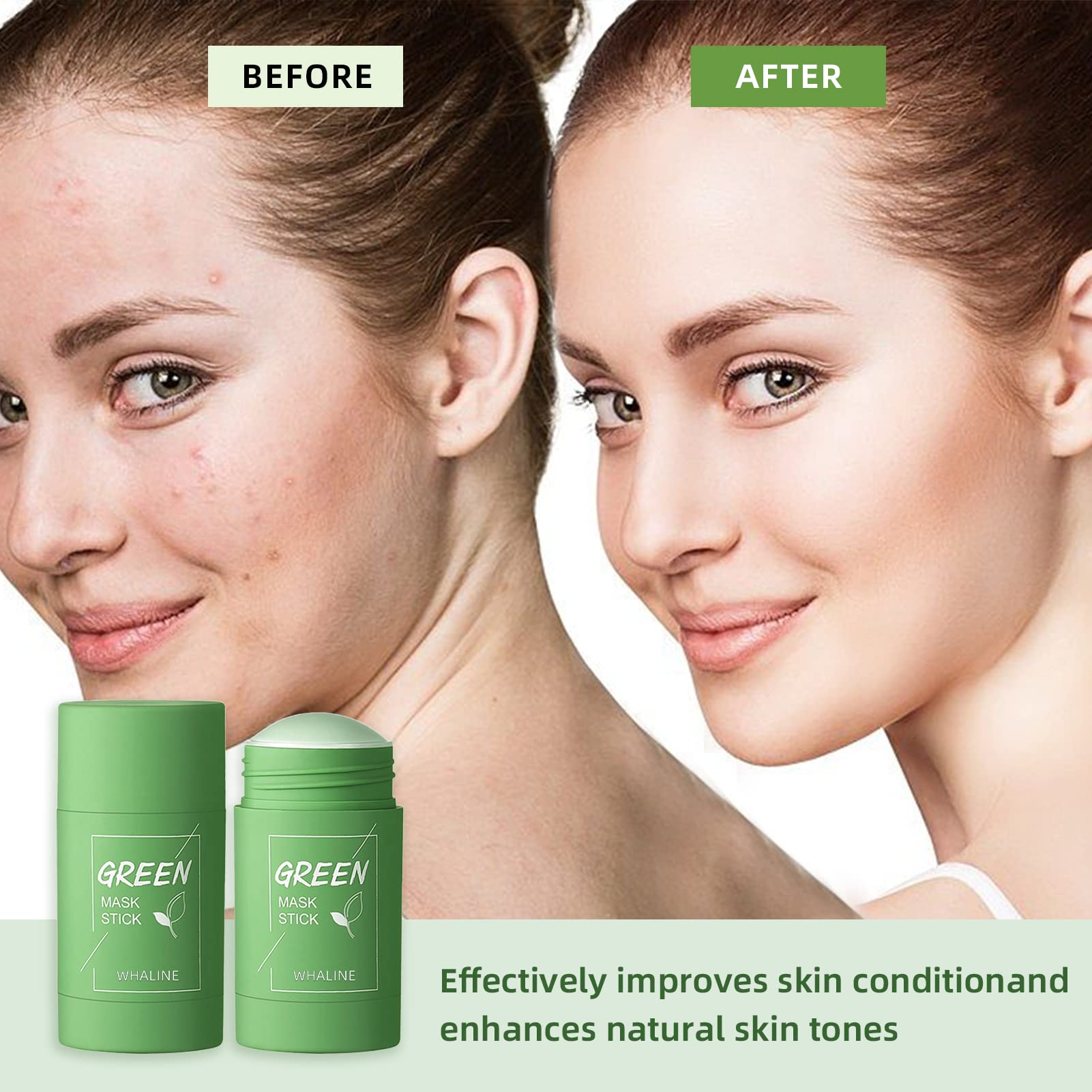 YIROCKAABBLL Green Tea Stick Mask for Face,green mask stick Blackhead Remover with Extract,Deep Pore Cleansing,Moisturizing,Oil Control,Clay Face Mask,Skin Brightening All Skin Types Men Women (3PCS)