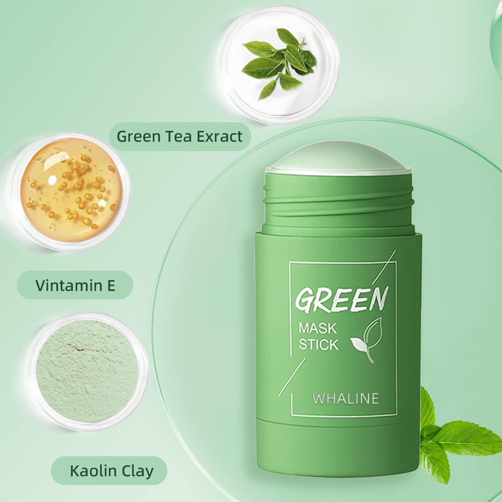 YIROCKAABBLL Green Tea Stick Mask for Face,green mask stick Blackhead Remover with Extract,Deep Pore Cleansing,Moisturizing,Oil Control,Clay Face Mask,Skin Brightening All Skin Types Men Women (3PCS)