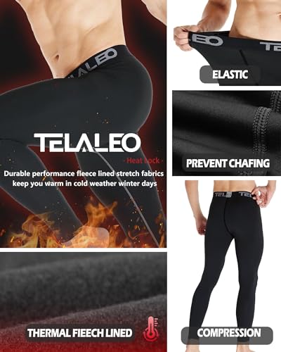 5 Pack Men's Thermal Compression Pants Fleece Lined Sports Tights Athletic Leggings Cold Weather Baselayer Winter Gear L