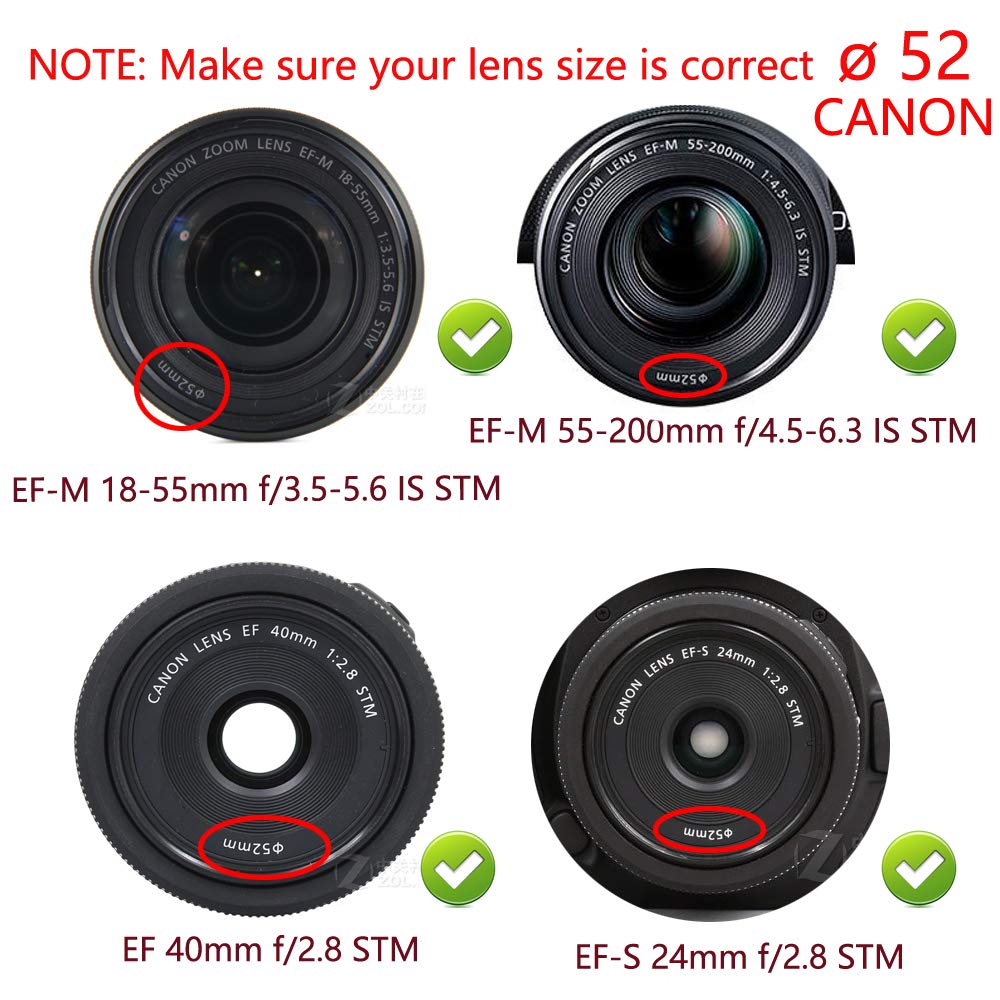 WH1916 52mm Glass UV Filter Digital Multi-Coated Slim Frame and 52mm Lens Cap for Nikon AF-S DX NIKKOR 18-55mm / Canon EF-M 55-200mm / Sigma 30mm F1.4 Lens