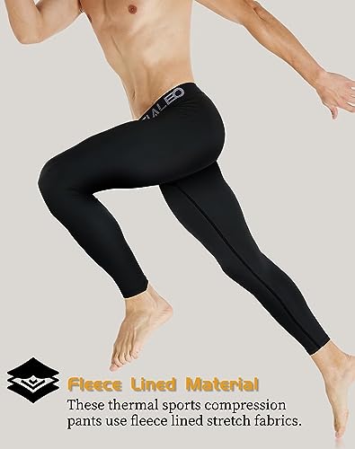 5 Pack Men's Thermal Compression Pants Fleece Lined Sports Tights Athletic Leggings Cold Weather Baselayer Winter Gear L
